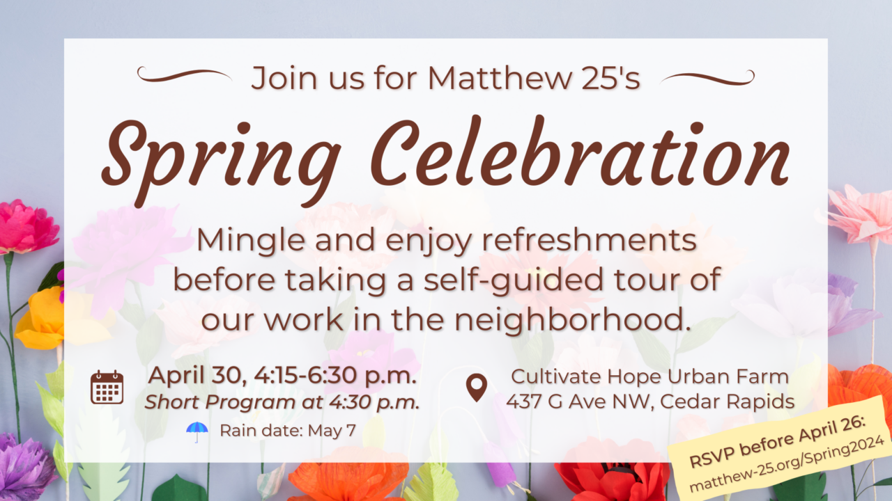 Spring Celebration is April 30th! - Matthew 25